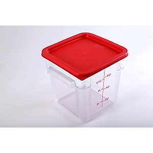 Hakka 8 Qt Commercial Grade Square Food Storage Containers With Lids,Polycarbonate,Clear - Case of 5