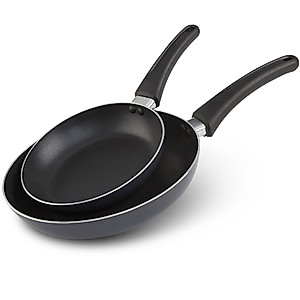 GoodCook Nonstick Aluminum Frying Pan Set, 8" and 10" Skillets, Black, Even Heating, Stay-Cool Ergonomic Handle, PFOA-Free Nonstick Coating, Ideal for Sautéing, Searing, and Frying