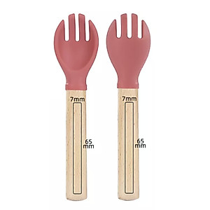 Silicone Baby Forks- Silicone Tips for Toddlers and Baby- Self-Feeding Utensils (Pack of 4) Moody Blue Light Claybank Purplish Red and Dark Pink 10 Month + 002 Fk-1