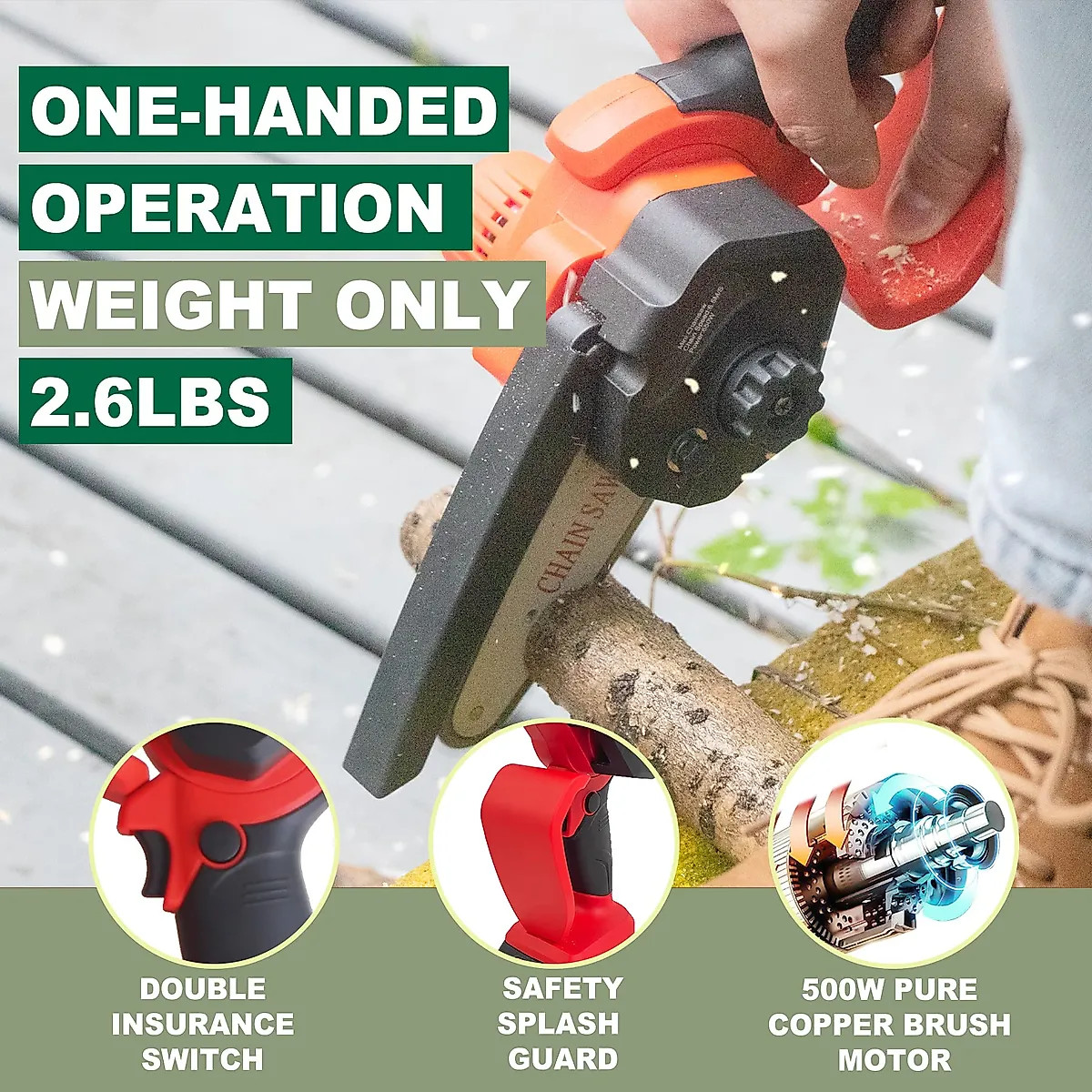 5-Pack Safety Box Cutter with Mini Chainsaw for Makita 18V Battery, T TOVIA 4 Inch One-Hand Cordless Chainsaw, Handheld Electric Chain Saw for Wood Cutting, Gardening, Tree Branch Trimming, Tools Only