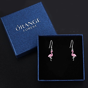 Flamingo Earrings for Women 925 Sterling Silver Pink Flamingo Dangle Drop Earrings Animal Jewelry Christmas Gifts for Women