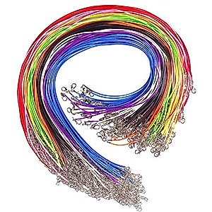 Paxcoo 100 Pcs 18 Inches Waxed Cotton Necklace Cord with Lobster Claw Clasp for DIY Jewelry Making, Mix Color
