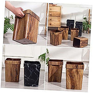 Zerodeko Garbage Waste Paper Rectangular Home Bin Household Square - Basket Office Room Kitchen Grain/Marble Coffee Container Plastic Imitation Bucket L Wastepaper Small Capacity Large