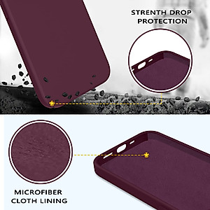 GUAGUA Compatible with iPhone 13 Pro Max Case 6.7 Inch Liquid Silicone Soft Gel Rubber Slim Microfiber Lining Cushion Texture Cover Shockproof Protective Phone Case for iPhone 13 Pro Max, Plum Red