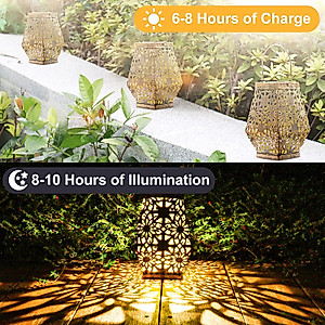 Hanging Solar Lanterns Outdoor Waterproof, Outdoor Lantern Lights Solar Powered Decorative, Garden Lanterns for Garden Patio Yard Table and More (2 Pack)