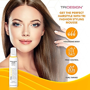 TRI Fashion Styling Mousse - Wavy Hair Volumizer & Curl Tamer with Frizz Control, Shine & Styling Options for Women, Hair Foam - 10 Ounce