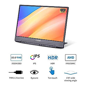G-STORY 15.6 Inch Portable Touchscreen Monitor Ultrathin FHD 1080P IPS Portable Gaming Monitor for Laptop PC Mac Phone PS4 PS5 XB Series Direct-Connected HDR FreeSync USB C VESA Mount