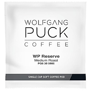 Wolfgang Puck Coffee, Chef's Reserve, Medium Roast, 9.5 Gram Soft Pods, 18 Count (Pack of 1)