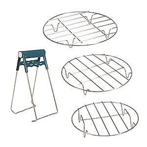 Round Cooling Rack - 3 Pack Steamer Racks Set - Stainless Steel Circle Roasting Rack, 3 Pcs (8" & 9" & 10") Steaming Cake Pot Rack with Hot Dish Plate Clip for Baking Cooking Grilling Wire Rack