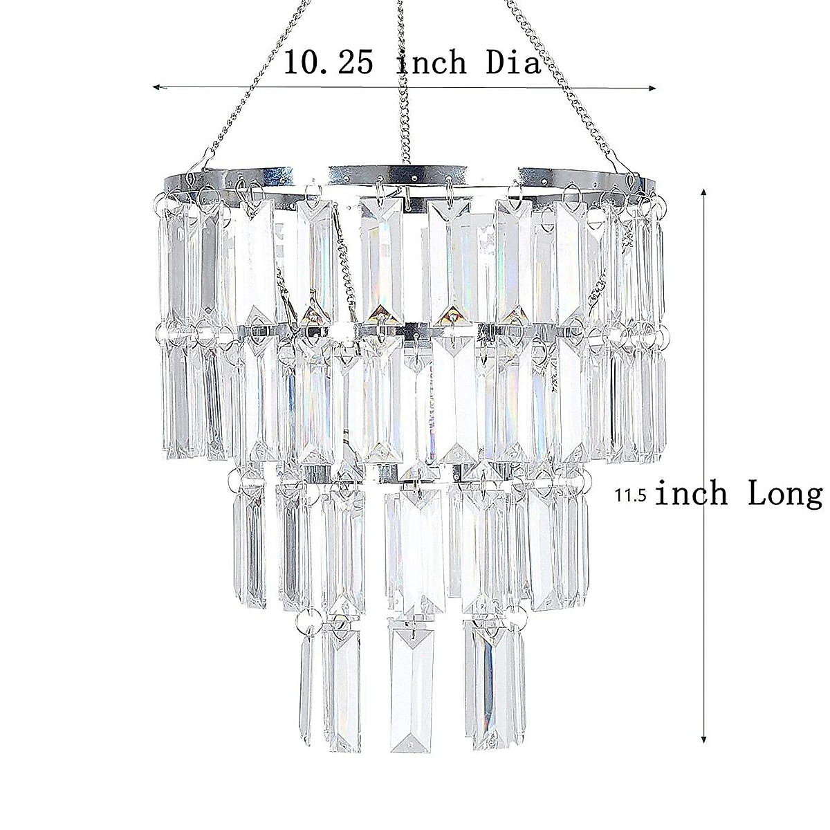 FlavorThings Plug in Modern Chandelier Faux Crystal Light Fixture Pendant,W10.25 X H11.5,with ON/Off Switch and 16.4ft Clear Hanging Cord for Bedroom Dining Room and More(1 Light Plug-in, Crystal)