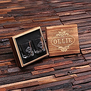 Teals Prairie & Co. Personalized Engraved Shot Glasses with Keepsake Box Set of 2