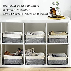 Sacyic Baskets Storage Bins 12x8x5 inch [6-Pack] Fabric Storage Baskets Cloth Baskets Empty Gift Baskets with Rope Handles Decorative Baskets for Organizing