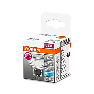 OSRAM Pack of 10 x Spot LED Reflector Lamp | Base: GU5.3 | Cool White | 4000 K | 8 W | Replacement for 50 W | LED Superstar MR16 12 V