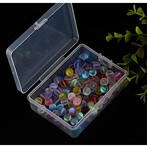 Matte Aurora Crystal Glass Beads 100pcs 8mm Flash Glitter Shining Mermaid Round Loose Aura Bead Frosted Moonstone for Jewelry Making (Multicolor, 8mm)