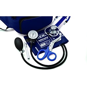 ADC Pro's Combo IV Adult Fanny Pack Essentials Kit with Prosphyg 760 Pocket Aneroid Blood Pressure Sphygmomanometer, Adscope 641 Sprague Stethoscope, 7.25" Medicut Shears and Adlite Penlight, Navy