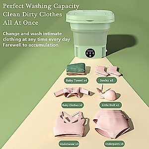 Portable Washing Machine,High Capacity Mini Washer with 3 Modes,Foldable Deep Cleaning Half Automatic Washt Suitable for Washing Small Pieces of Clothing, Baby Clothes,Underwear,Socks（Green）