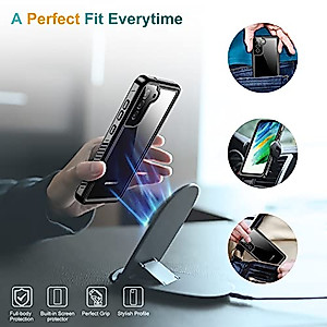 Temdan Samsung Galaxy S21 FE Waterproof Case, Slim Fit, Heavy Duty Protection, 6.4-inch Screen Protector - Black
