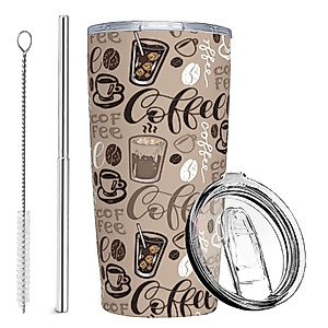 Cat Tumbler with Lid and Straw, 20 Oz Stainless Steel Cups Insulated Water Bottle Coffee Mug, Cat Gifts for Cat Lover