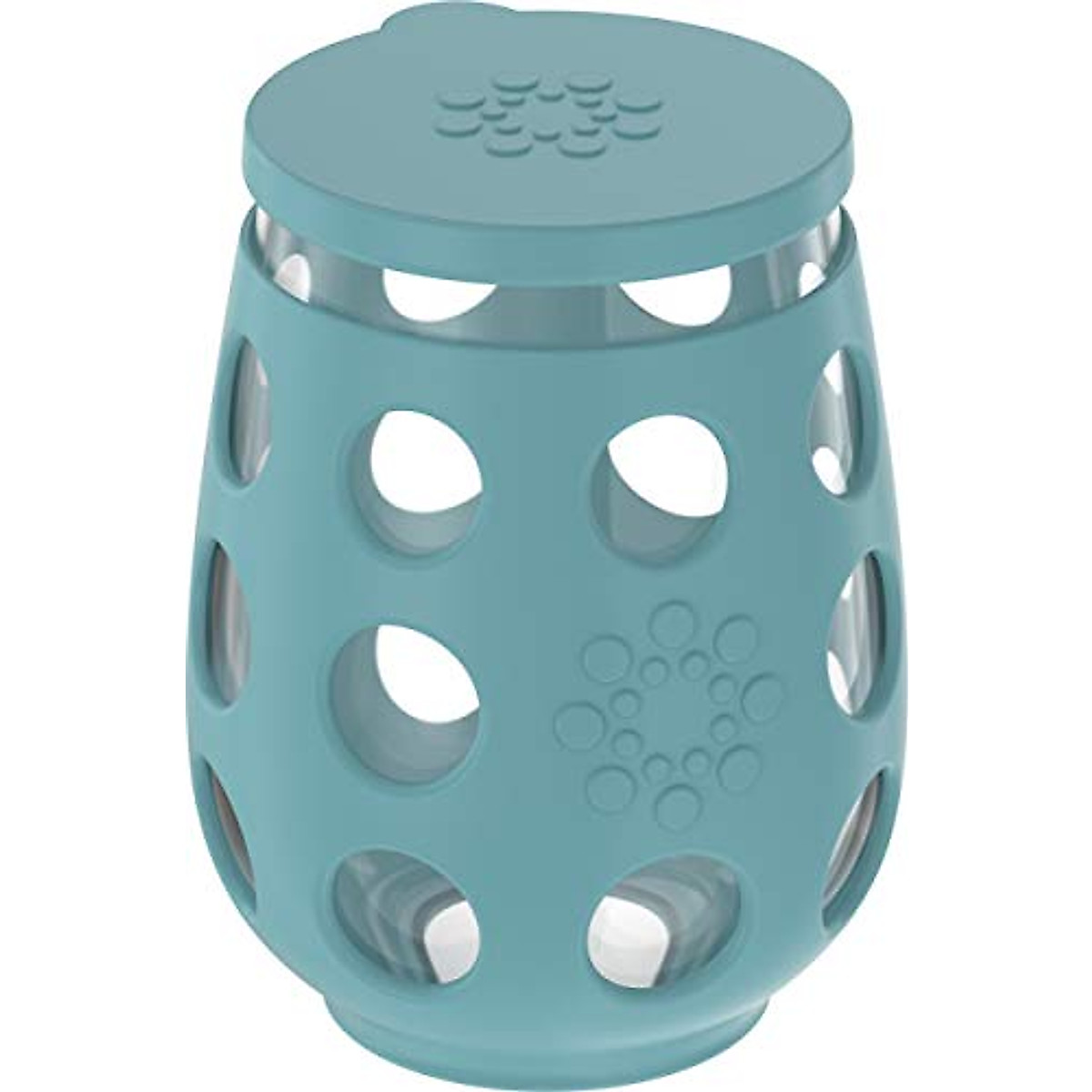 Lifefactory Wine Glass with Wine Covers and Protective Silicone Sleeve, 4 Count (Pack of 1), Carbon, Dusty Purple, Aqua Teal, Stone Gray