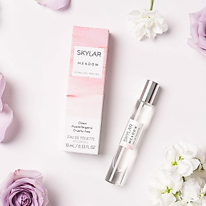Meadow Perfume By Skylar - Travel-Sized Rollerball - Paraben-Free, Phthalate-Free, Vegan, and Cruelty-Free Fragrance - Floral, Chic, Beautiful - With Notes of Rose and Tuberose (10mL / 0.33 fl oz)