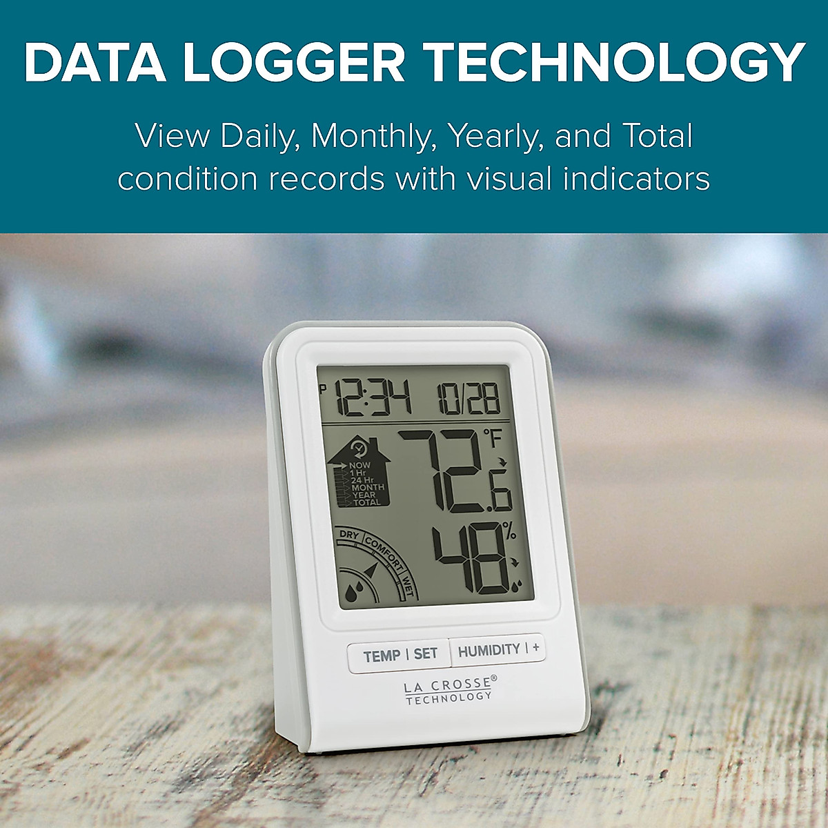 La Crosse Technology 302-1409-BW-W-INT Data Logger Indoor Comfort Meter, White