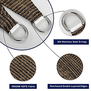 PureFit Rectangle Sun Shade Sails Outdoor 8 x 12 ft - Sun Protection Sunshades UV Block Shade Canopy, Patio Shades for Backyard, Deck and Lawn, Brown