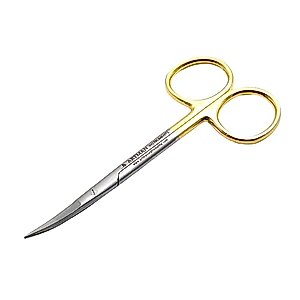 Scissors 4.5 inches Curved with Tungsten Carbide Inserts| Gold Plated Handle Extra Sharp and Durable by ARTMAN INSTRUMENTS