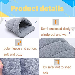 kathson Rabbit Cave Sleeping Bed Guinea Pig Hideout Cozy House Pet Soft Warm Fleece Winter Slipper Cushion Small Animal Nest Cage Accessories for Ferrets Squirrel Hamster Chinchilla Rat Hedgehog Bunny