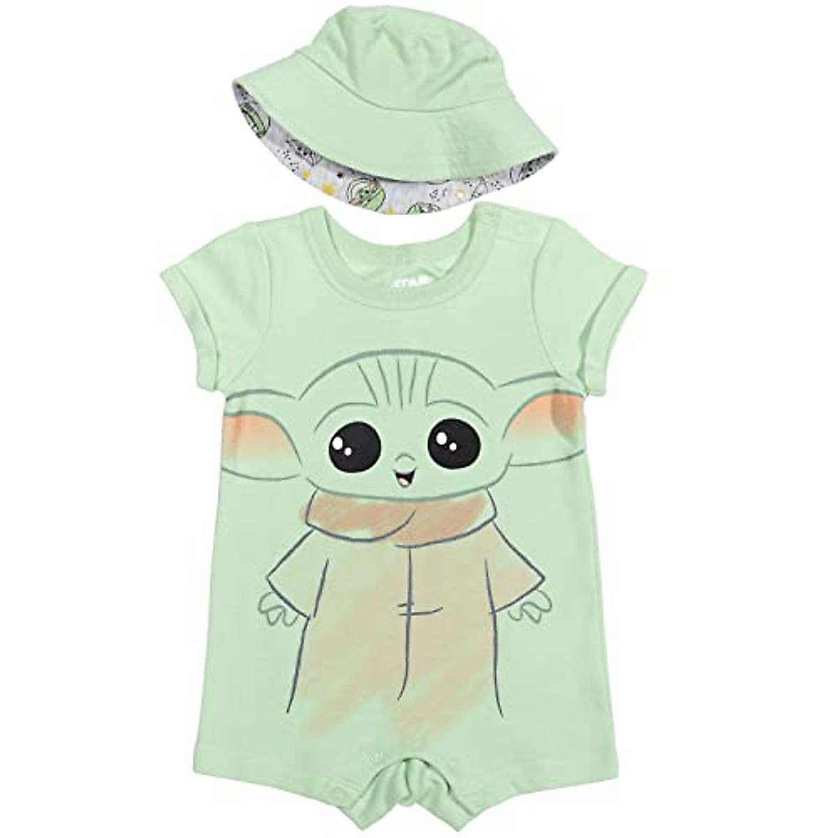 STAR WARS The Mandalorian The Child Newborn Baby Boys Romper and Sunhat Green 6-9 Months