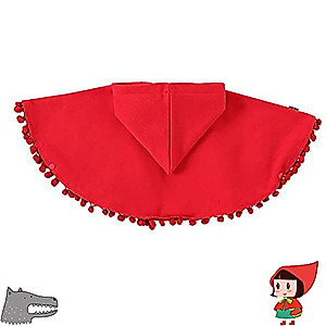 Fairy Baby Toddler Girls Hooded Poncho Cape Cloak Coat Halloween Red Riding Hood Costume Winter Fleece Jacket Outerwear (2-3T, Red)