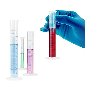 Lurrose Measuring Cylinder Graduated Cylinder Lab Test Tube Set of 4, Plastic Graduated Cylinder Set 10, 25, 50, 100ml