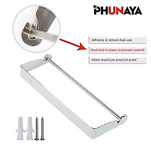 PHUNAYA Under Cabinet Paper Towel Holder Wall Mount for Home Kitchen,Stainless Steel for Large Rolls-Chrome