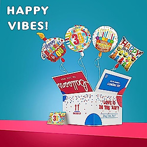 Inflated Happy Birthday Balloon Surprise Box (4) - 30th Birthday Gifts For Her & Him, Birthday Gift Ideas - Shipped Helium Foil Balloons Bouquet With Birthday Card, Order Great Gifts For Girlfriend