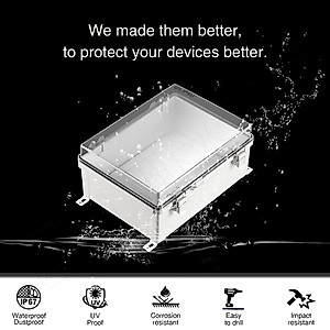 QILIPSU Clear Hinged Cover Stainless Steel Latch 370x270x150mm Junction Box with Mounting Plate, ABS Plastic DIY Electrical Project Case IP67 Waterproof Dustproof Enclosure Grey (14.6"x10.6"x5.9" CC)