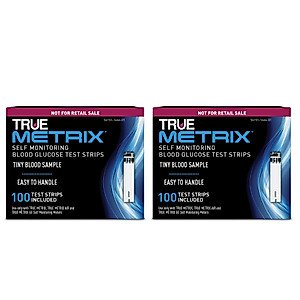 2X 100ct TRUE METRIX Test Strips + 2X 100ct TRUEplus 28g Safety Lancets