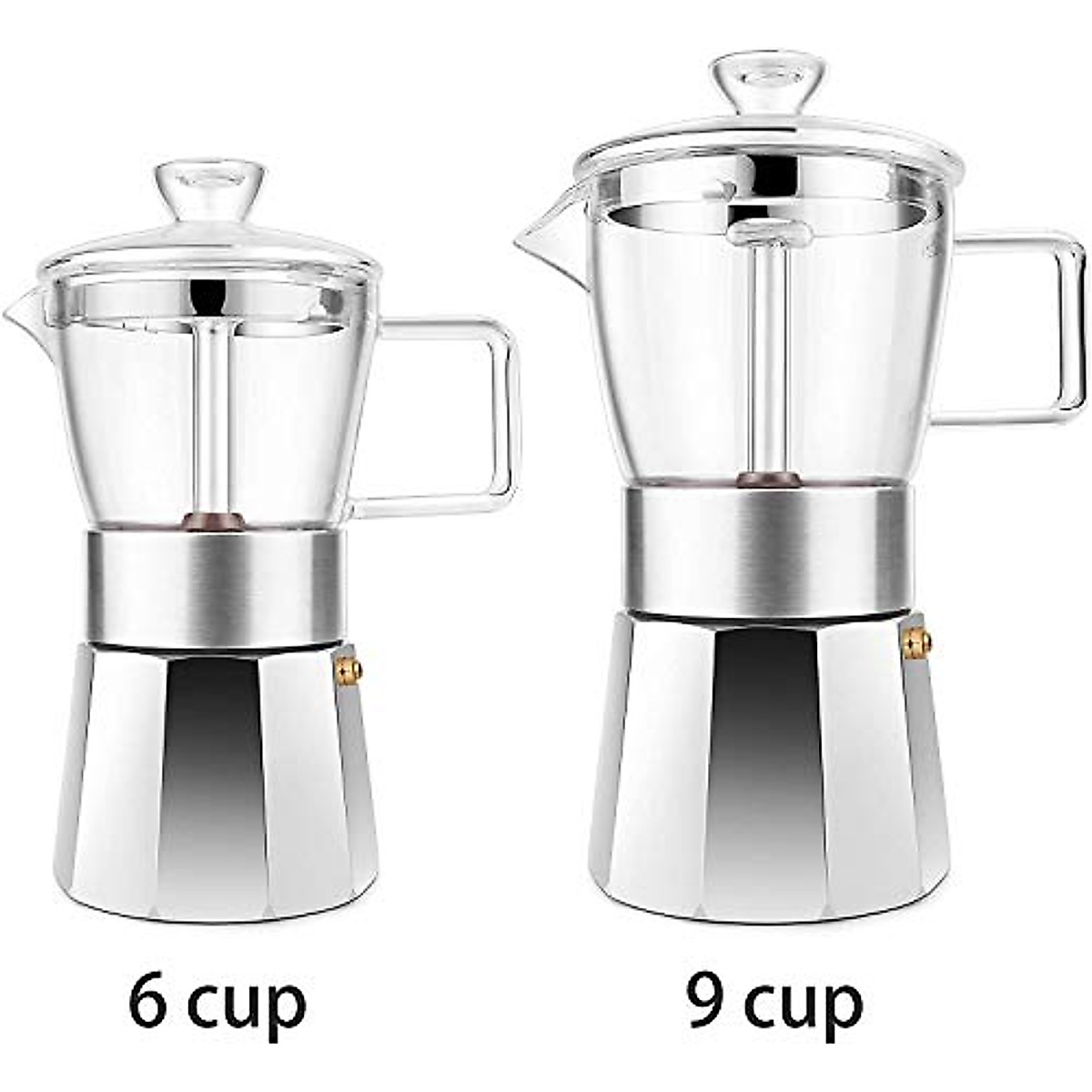 Geesta Premium Crystal Glass-Top Stovetop Espresso Moka Pot - 9 cup - Coffee Maker, 360ml/12.7oz/9 cup (espresso cup=40ml) Gift Idea for Husband Wife
