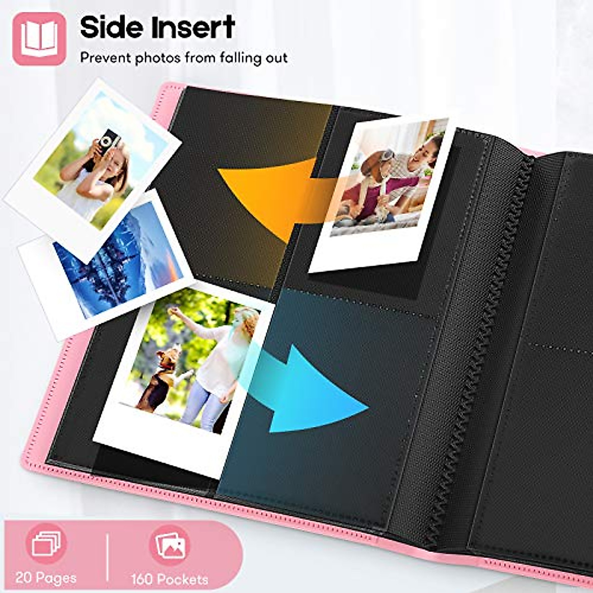 Ablus 160 Pockets Mini Photo Album for Fujifilm Instax Mini Camera, Polaroid Snap, Z2300, SocialMatic Instant Cameras & Zip Instant Printer (Pink)