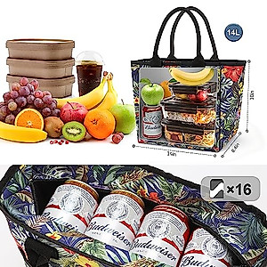 Gelozid Lunch Bag, 16-Can Large Lunch Bag for Women Men, Insulated Lunch Box with Pockets for Work Office Beach Picnic, Leakproof Reusable Portable Lunchbox, Leopard Print