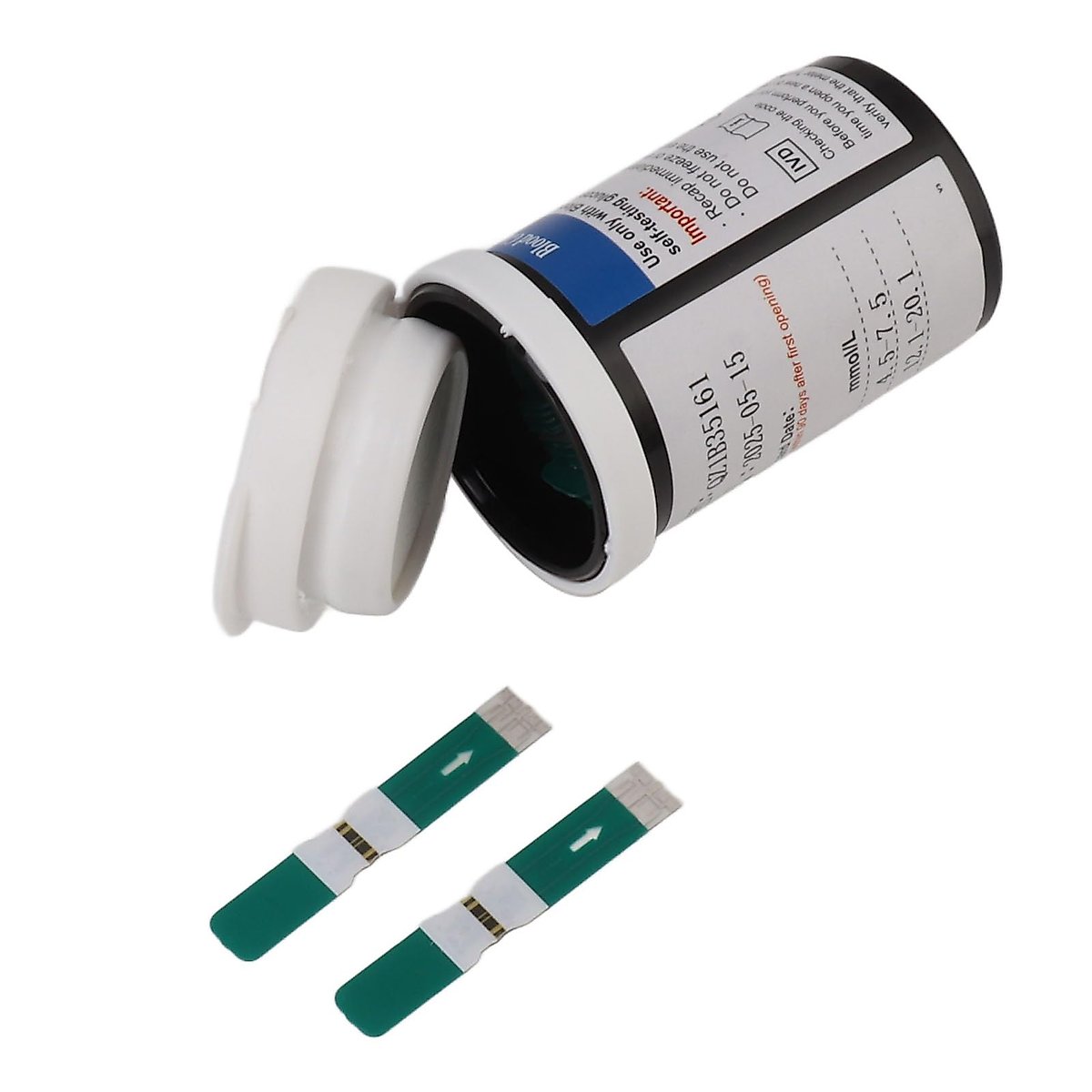Luqeeg 50PCS Glucose Test Strips, PET Accurate Diabetes Testing Strips, Sugar Testing for Preventing Hyperglycemia, Self Sugar Monitoring