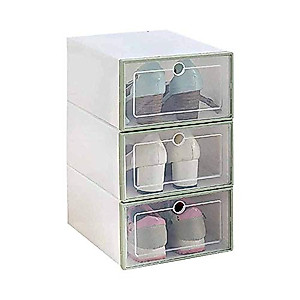 MFCHY Stackable Shoe Storage,Multifunction Unisex Transparent Shoes Storage Box with Cover 34x24x13cm