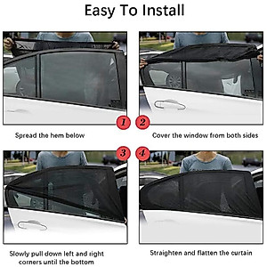 2Pcs Car Window Shade for Baby Universal Fit Adjustable Shade Breathable Mesh Car Curtains Window Net Car Rear Door Outdoor Camping Netting (XL)
