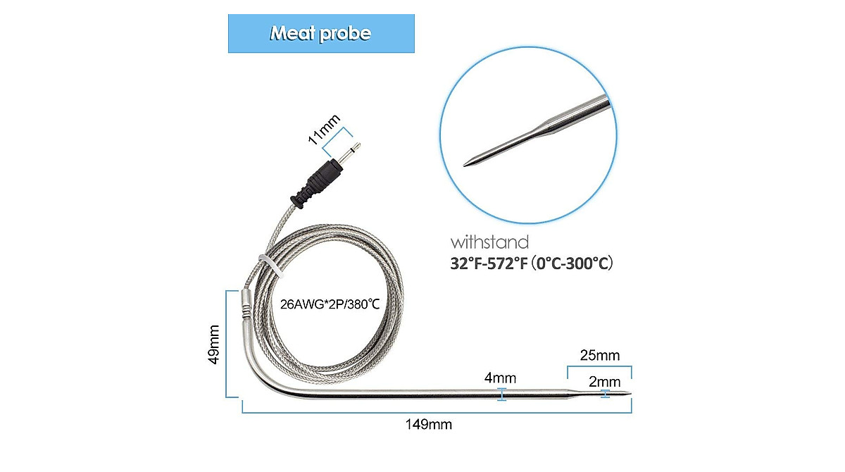 Inkbird Stainless Meet Probe Replacement for IRF-2SA Wireless Meat ...