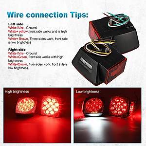 Partsam 12V Waterproof Square LED Trailer Tail Light Kit Clear Lens Red Trailer Brake Stop Tail Turn Signal Running Lights License Kit for Camper Truck RV Boat Trailer Snowmobile Marine Under 80"