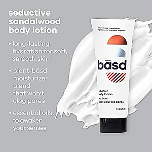 basd Organic Body Lotion, Seductive Sandalwood | Natural & Moisturizing Ingredients, Vegan, Hypoallergenic, 8 Ounce Tube