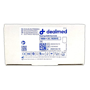 Dealmed Resting ECG Electrodes - Single Use Pads with Self Adhesive Stickers for Electrocardiogram & EKG Heart Monitoring Machines for Hospital, EMS & Medical Screening (1,000 Count)