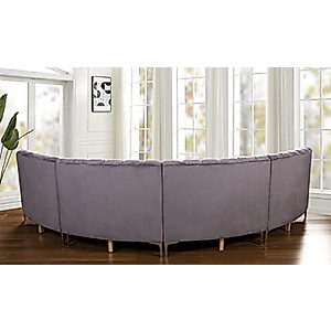 Legend Furniture Velvet Modular sectional Curved Round-Shaped Semi-Circular for Living Room Big Couches Sofas, 142", Grey