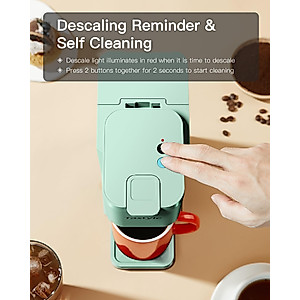 Tastyle Mini Single Cup Coffee Maker, Hot and Iced Coffee Maker for K Cup and Ground, 6 to14 Oz Brew Sizes, with Recipe Book, One Cup Small Pod Coffee Machine for Travel, RV, Dorm and Desk,Green