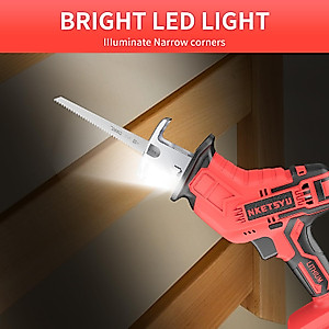 Reciprocating Saw Cordless， Battery Operated Sawzall With 9 Saw Blades For Wood & Metal, Trees, Pvc Cutting, And Fast Charger/Efficient Cutting