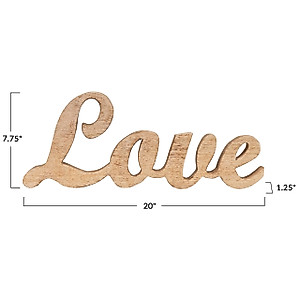 Creative Co-Op Mango Wood Word Cut-Out Love Décor, Brown