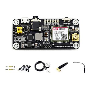 Ingcool GSM/GPRS/GNSS Bluetooth HAT Expansion Board for Raspberry Pi 4B/ 3B+/ 3B/ 2B/ Zero W/Zero, Based on SIM868 Module Supports SMS, Phone Call, Global Position, Transfer Data, etc.